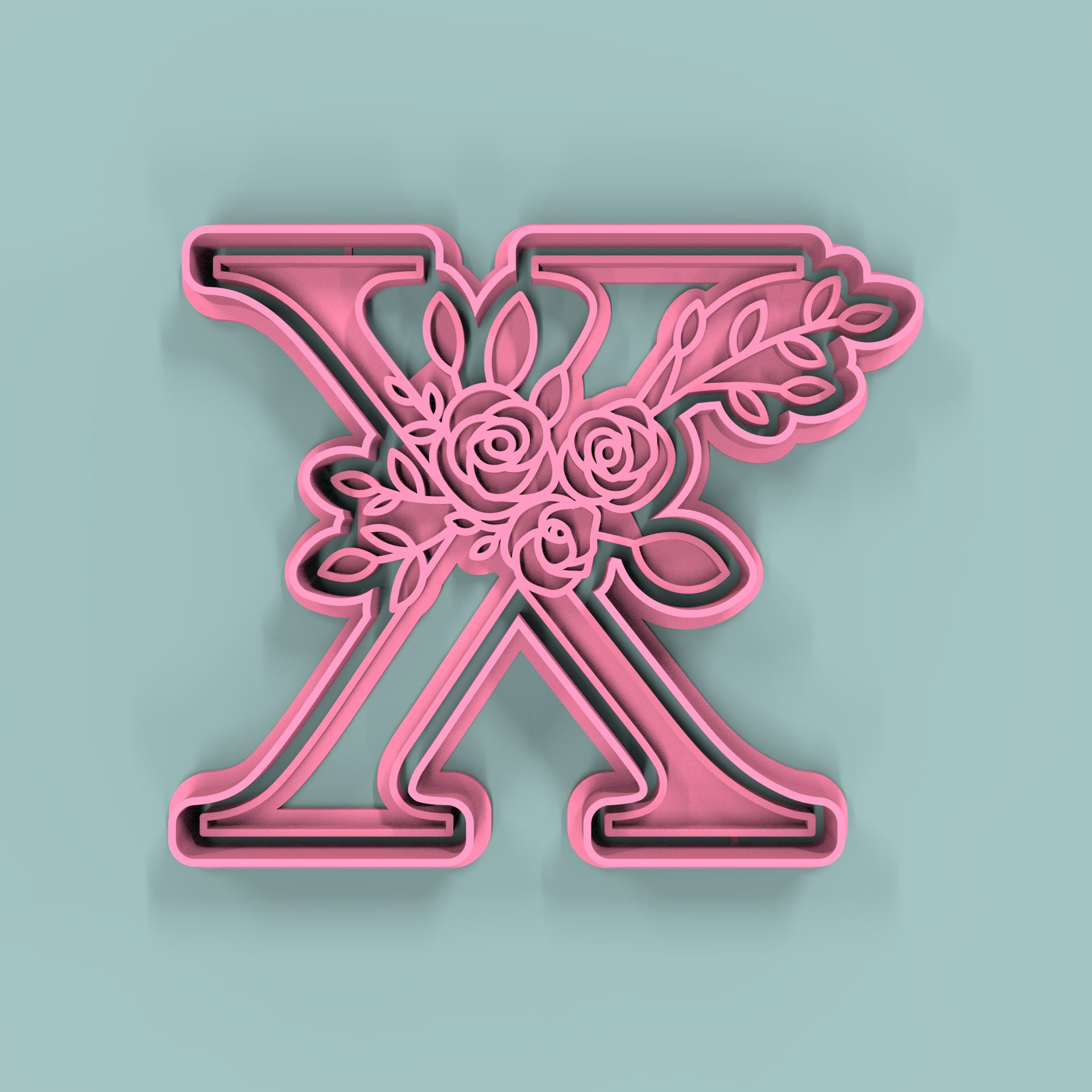 Letra X Flores 9cm – Kuki3D