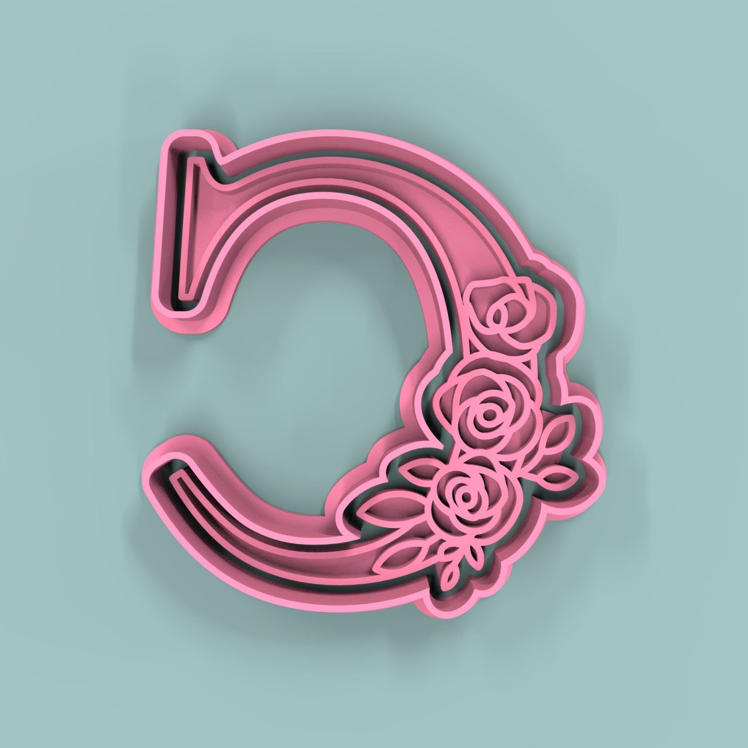Letra C con flores 7cm – Kuki3D